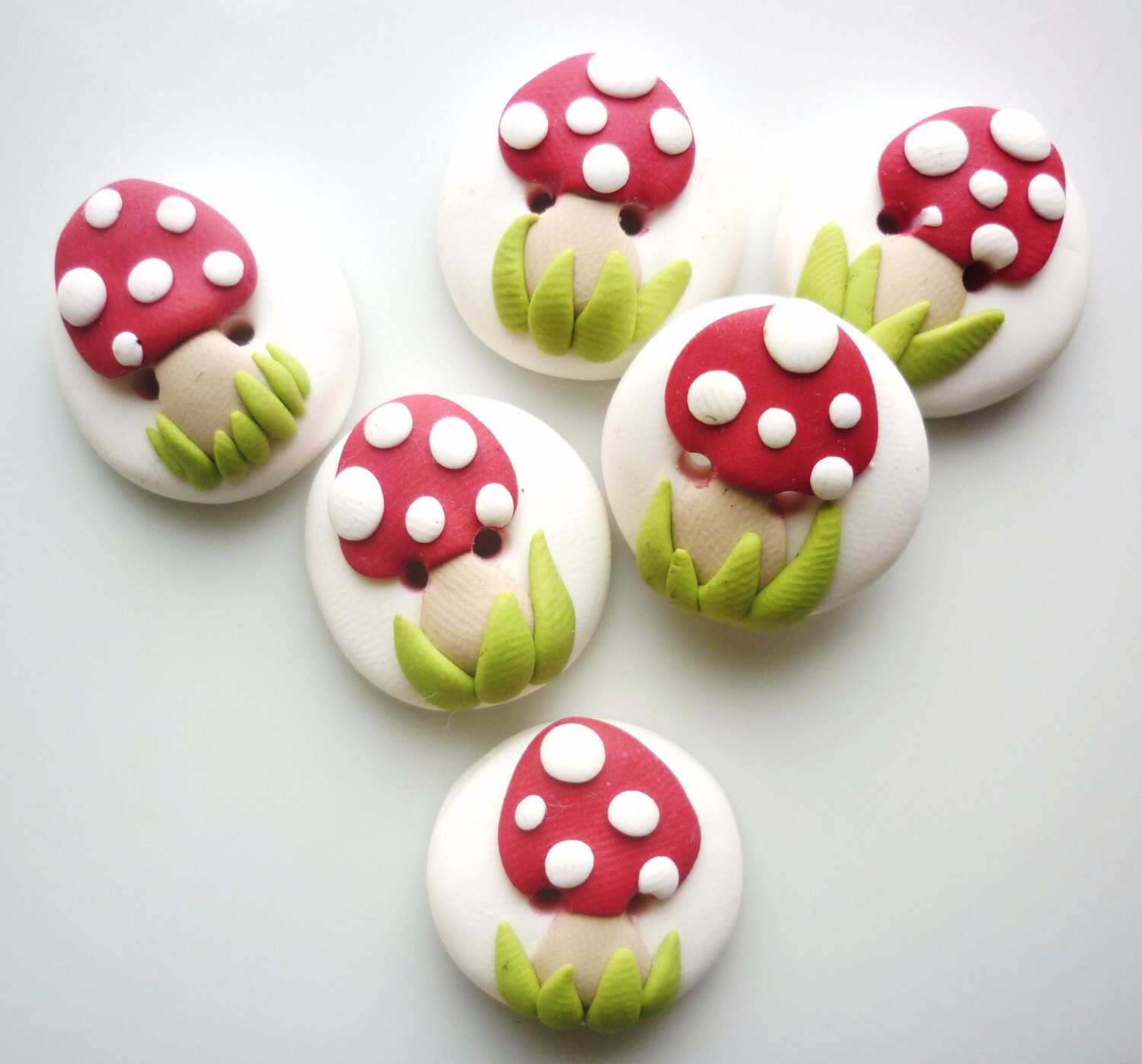 Red mushrooms buttons handmade with polymer clay | Etsy
