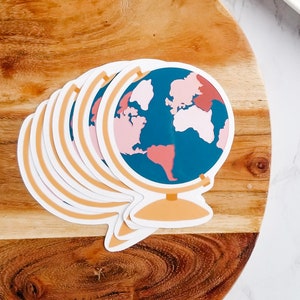 Globe Sticker Earth Sticker Cute Travel Sticker Illustrated - Etsy