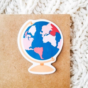 Globe Sticker Earth Sticker Cute Travel Sticker Illustrated - Etsy