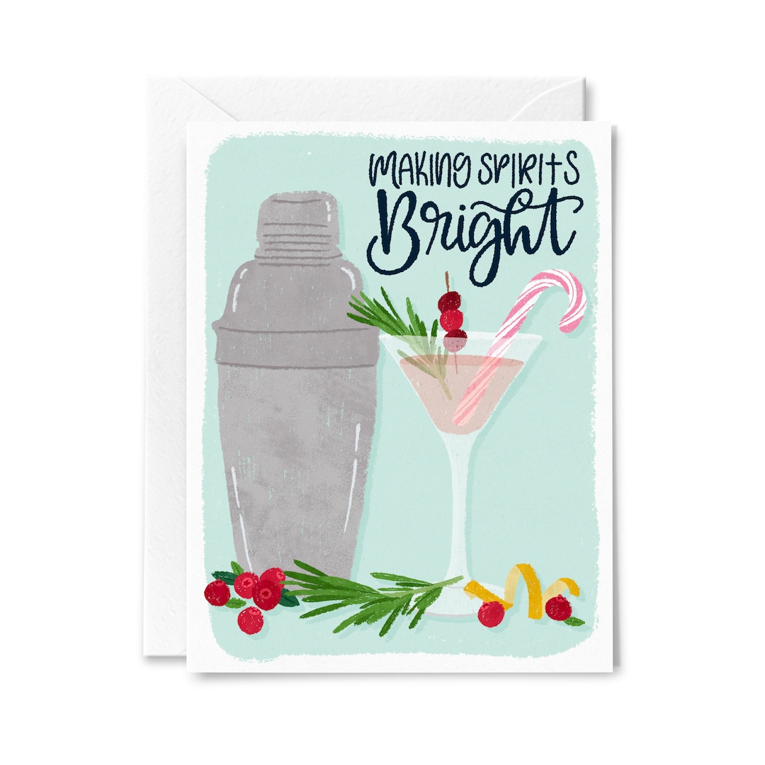 Holiday Drink Card Funny Christmas Card Making Spirits - Etsy