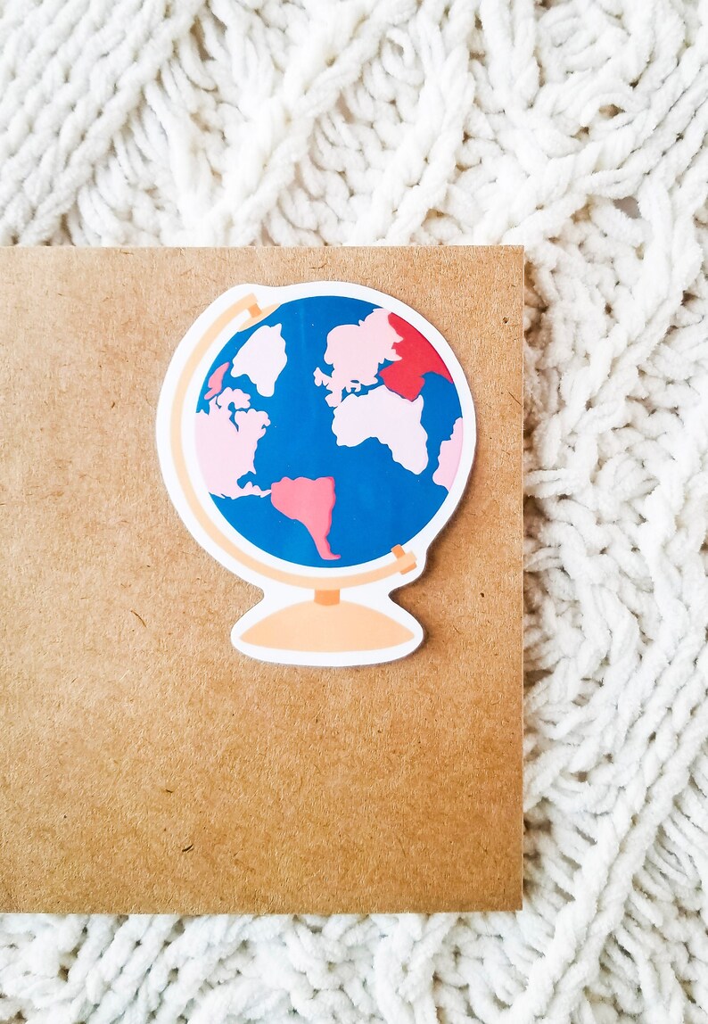 Globe Sticker Earth Sticker Cute Travel Sticker Illustrated | Etsy