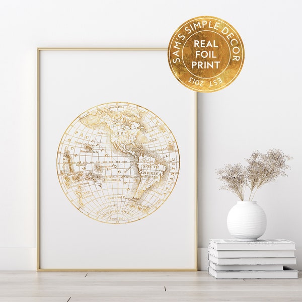 Gold Foil World Map - Etsy