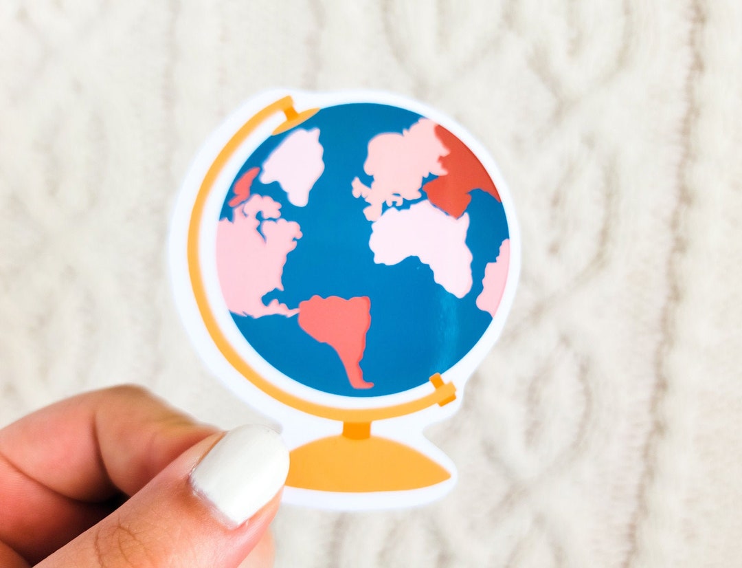 Globe Sticker Earth Sticker Cute Travel Sticker Illustrated - Etsy