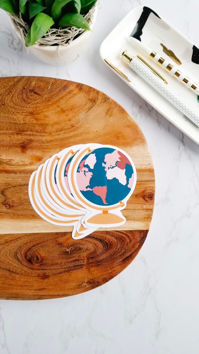 Globe Sticker Earth Sticker Cute Travel Sticker Illustrated | Etsy