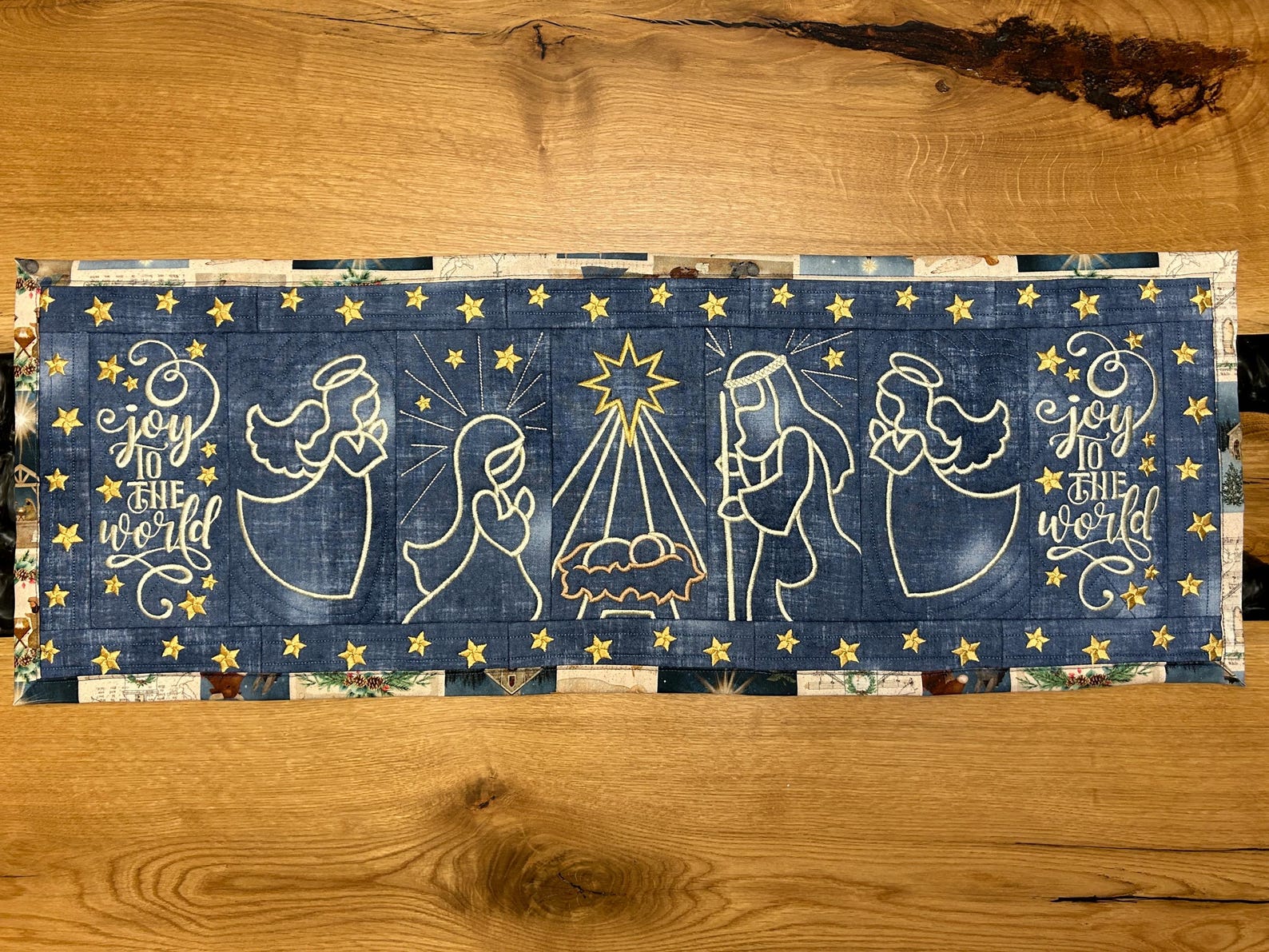 Nativity Table Runner, 33" X 11 13/4" Machine Embroidered, Handmade - Etsy