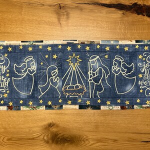 Nativity Table Runner, 33" X 11 13/4" Machine Embroidered, Handmade - Etsy