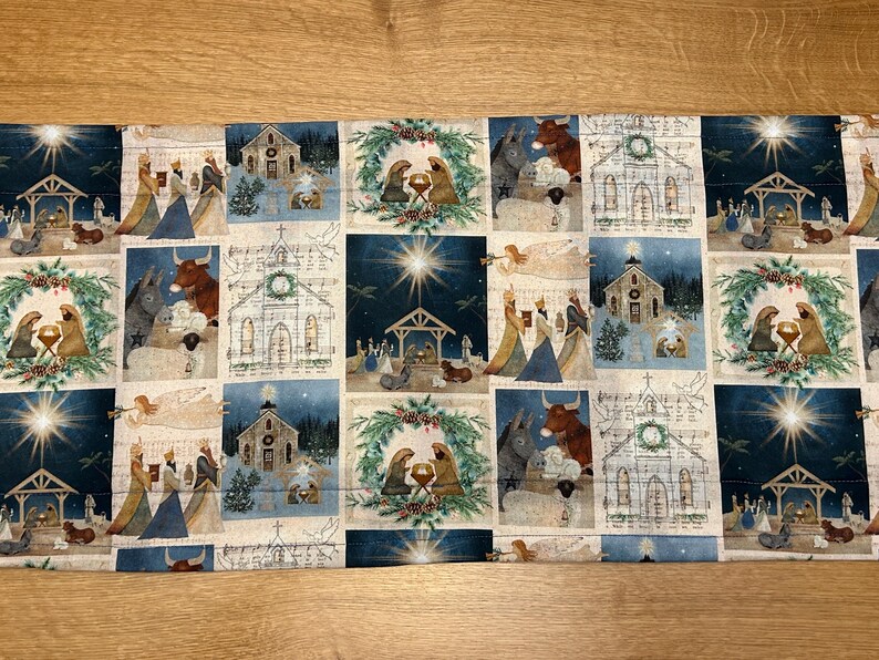Nativity Table Runner, 33" X 11 13/4" Machine Embroidered, Handmade - Etsy