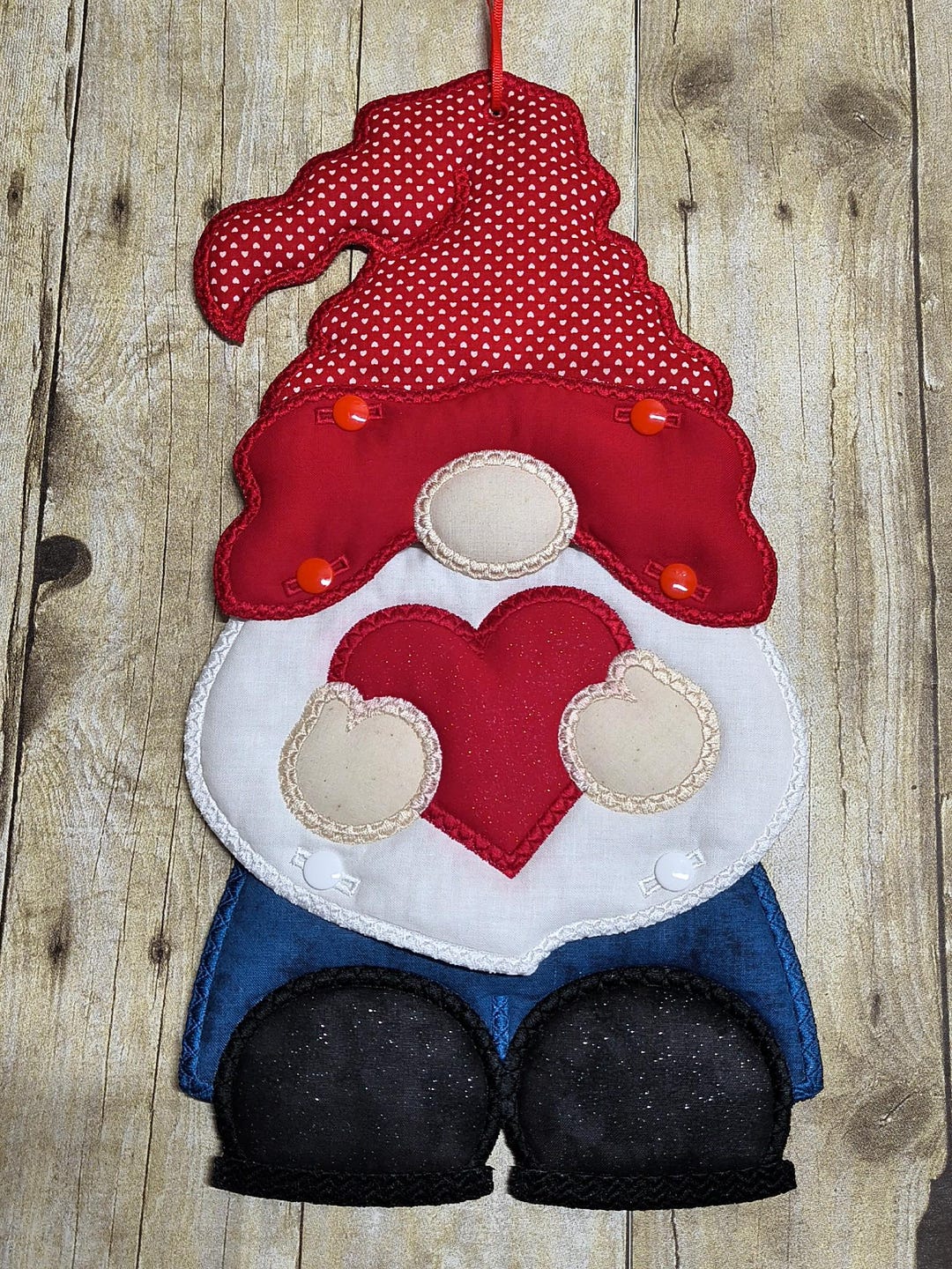 Gnome Heart Valentine's Day Wall/door Hanging Embroidered 8" X 15 ...