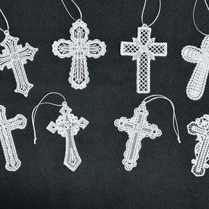 Embroidered FSL Free Standing Lace Cross Ornaments Set of 8 - Etsy