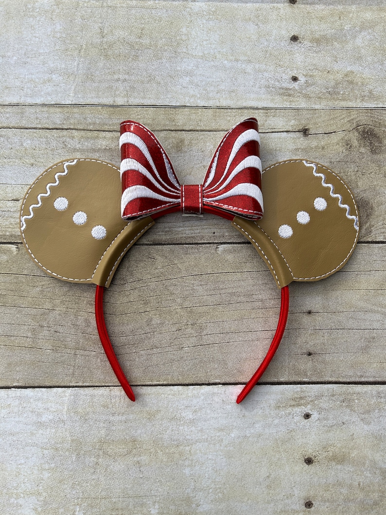 Gingerbread Christmas Mouse Ears Headband Embroidered - Etsy