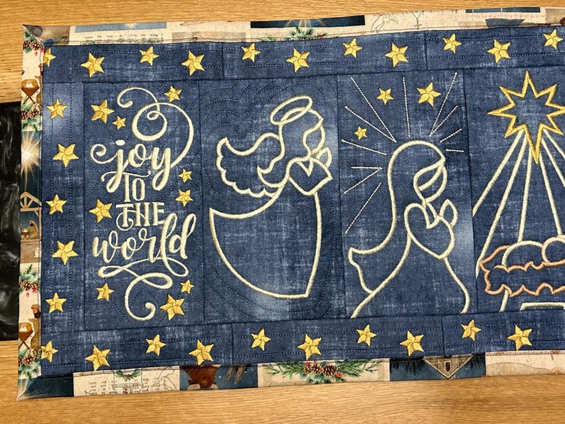 Nativity Table Runner, 33" X 11 13/4" Machine Embroidered, Handmade - Etsy