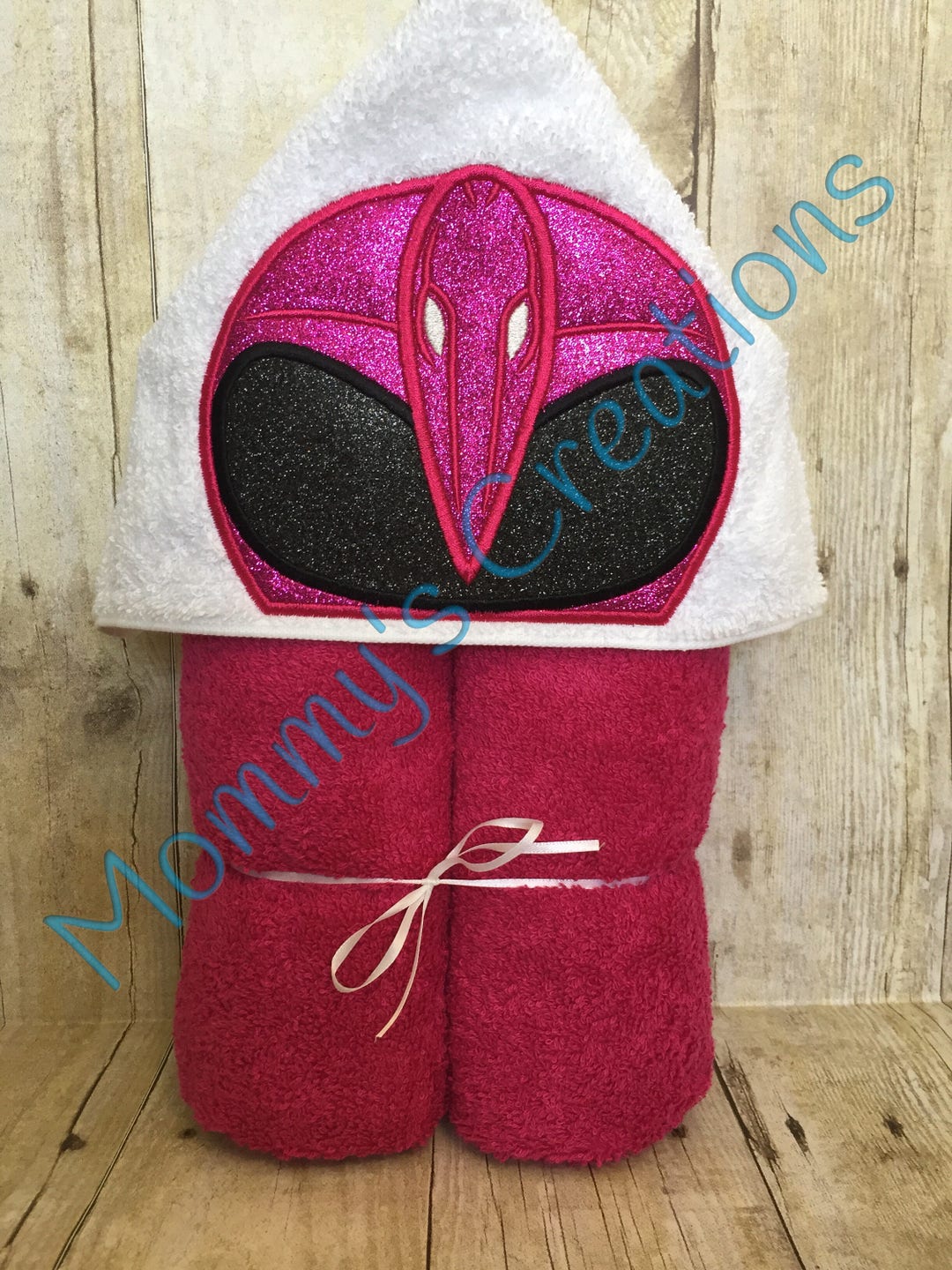 Pink Ranger Applique Hooded Bath Towel, Beach, Pool Towel Cover up 30 ...