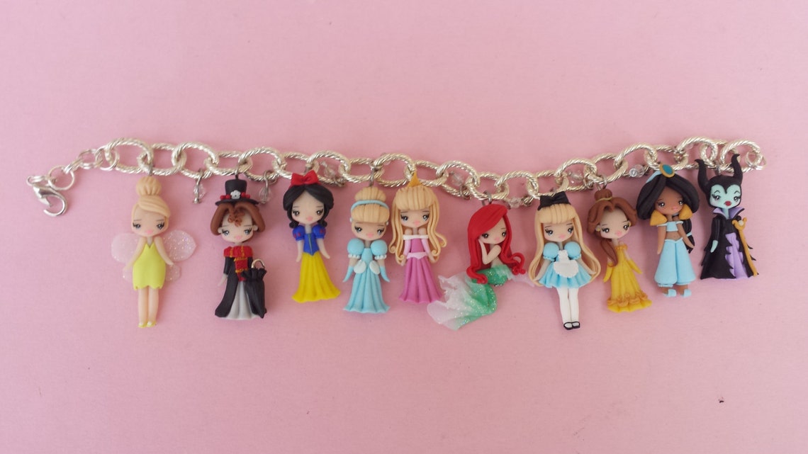 Bracelet With Disney Princesses in Fimo Polymer Clay - Etsy