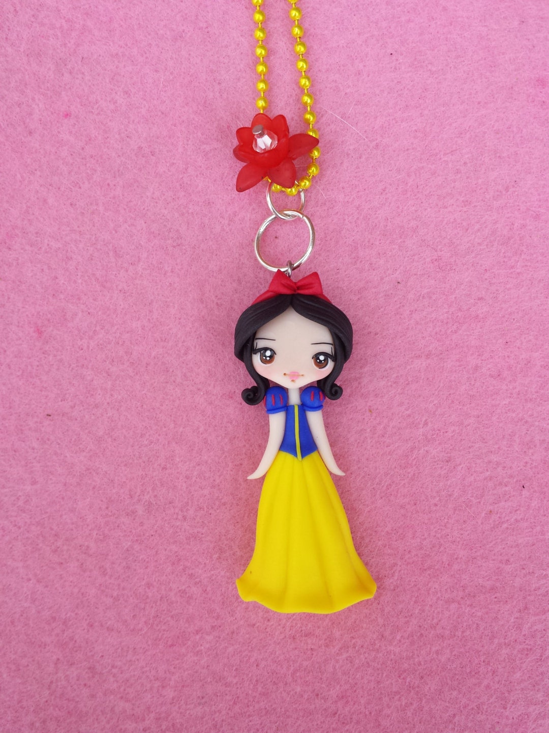 Necklace Snow White polymer clay, fimo - Etsy Portugal