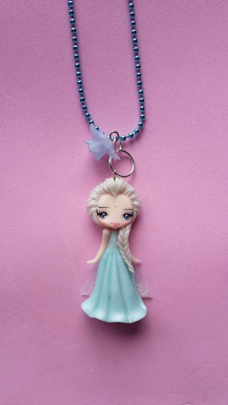 Necklace Elsa Frozen in Fimo Polymer Clay. - Etsy