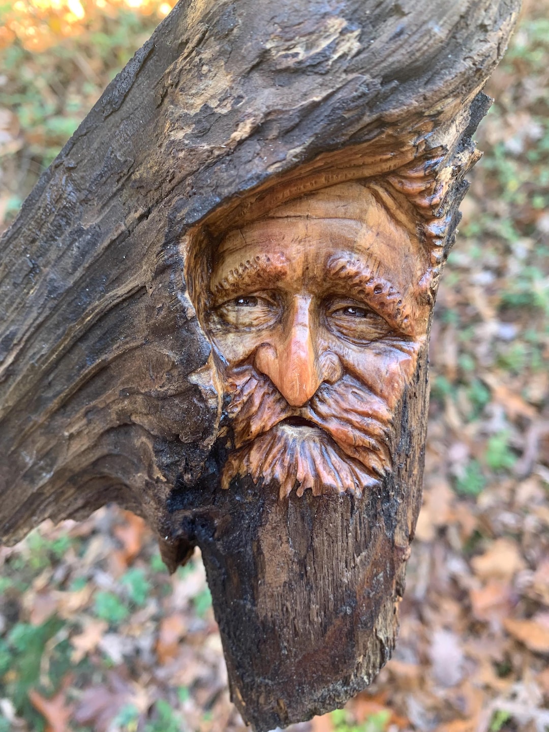 Wood Spirit Carving Wood Wall Art Hand Carved Wood Art by Josh Carte ...