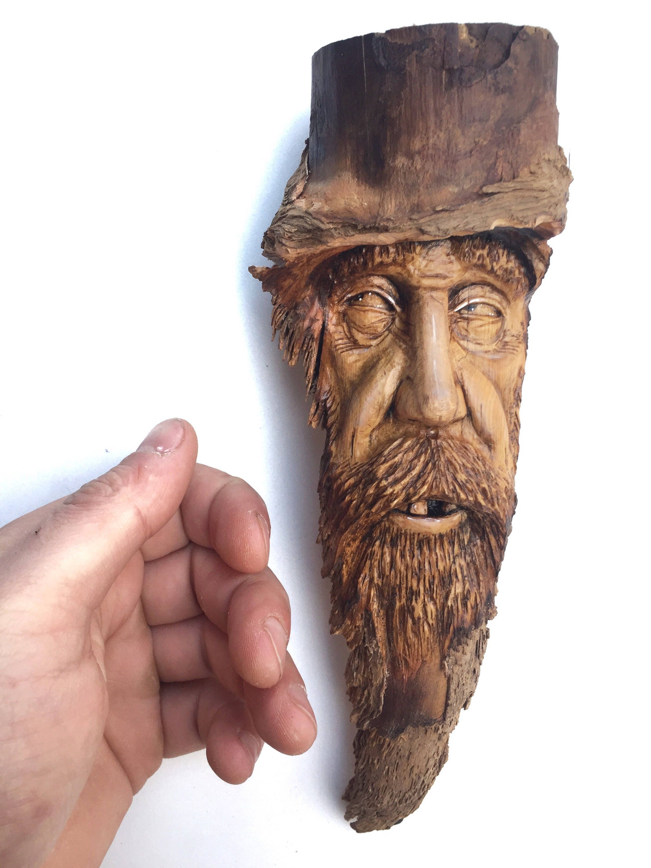 Wood Carving, Rustic Decor, Wall Art, Wood Spirit Carving, Perfect Wood ...