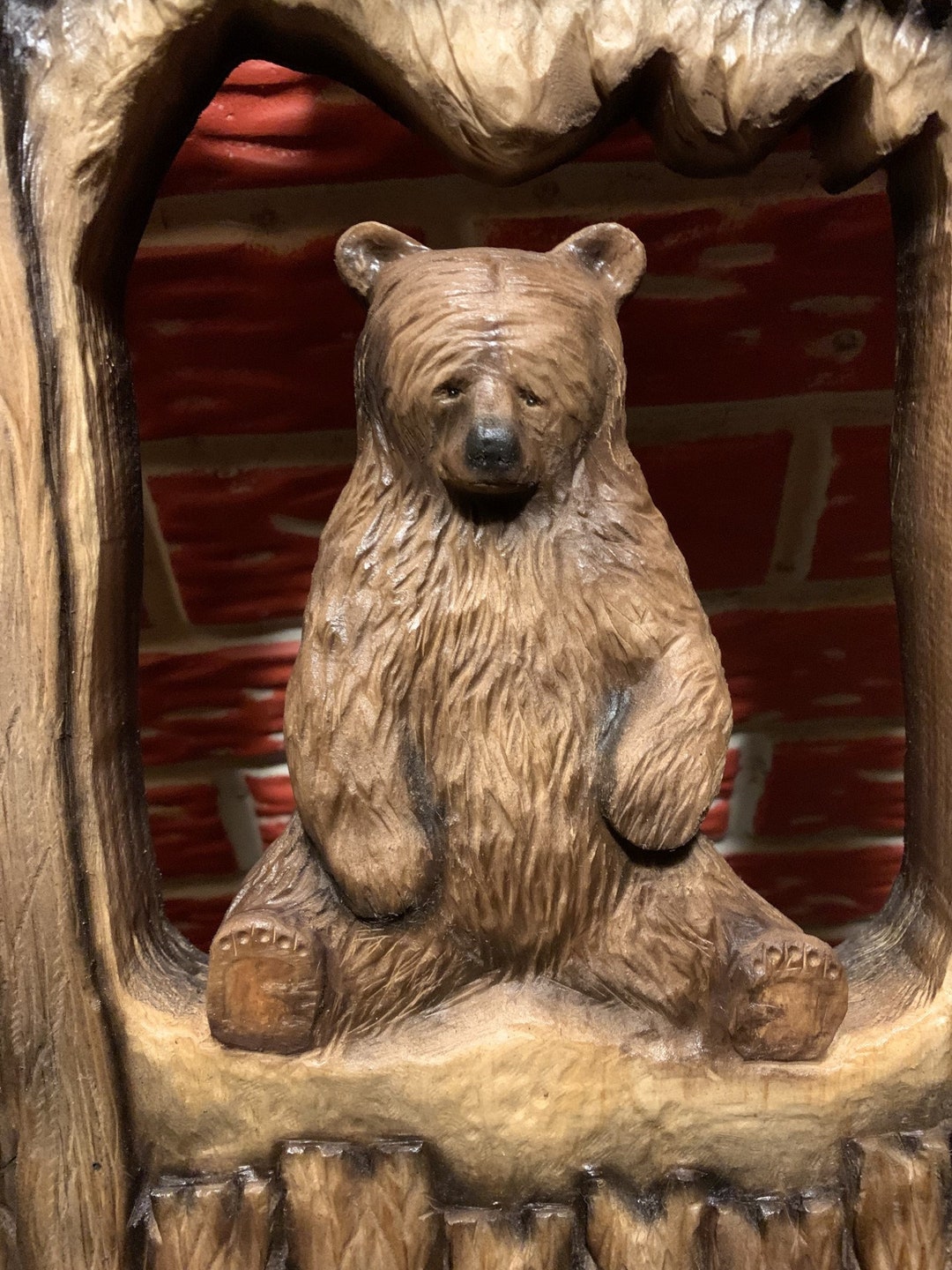 Bear Chainsaw Carving Bear Wood Carving Wall Art Decor Wooden Bear ...