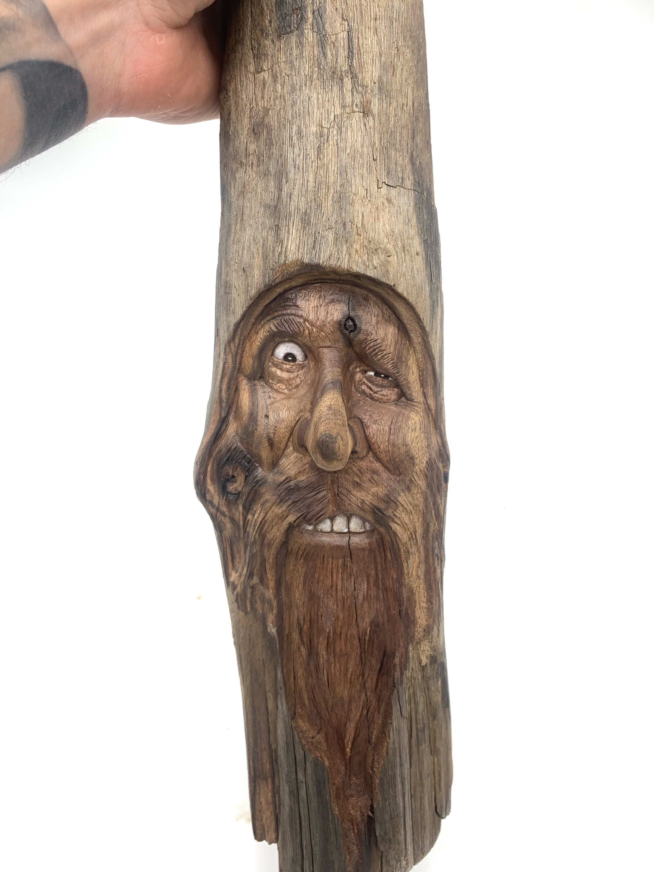 Hand carved wooden horror face wooden sculpture. Sculpture Art Objects ...