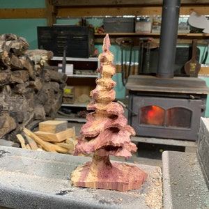 Christmas Tree Wood Carving Chainsaw Carving Wood Gift for Him Wood ...