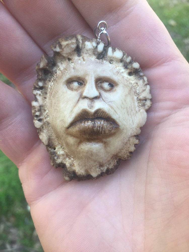 Bone Art, Hand Carved Bone, Carving of a Face, Bone Carving, Deer ...