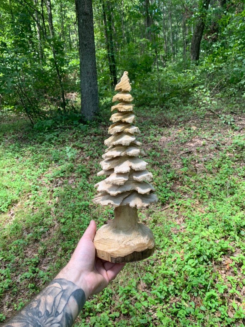 Tree, Wood Carving, Chainsaw Carving, Hand Carved Wood Art, Christmas ...