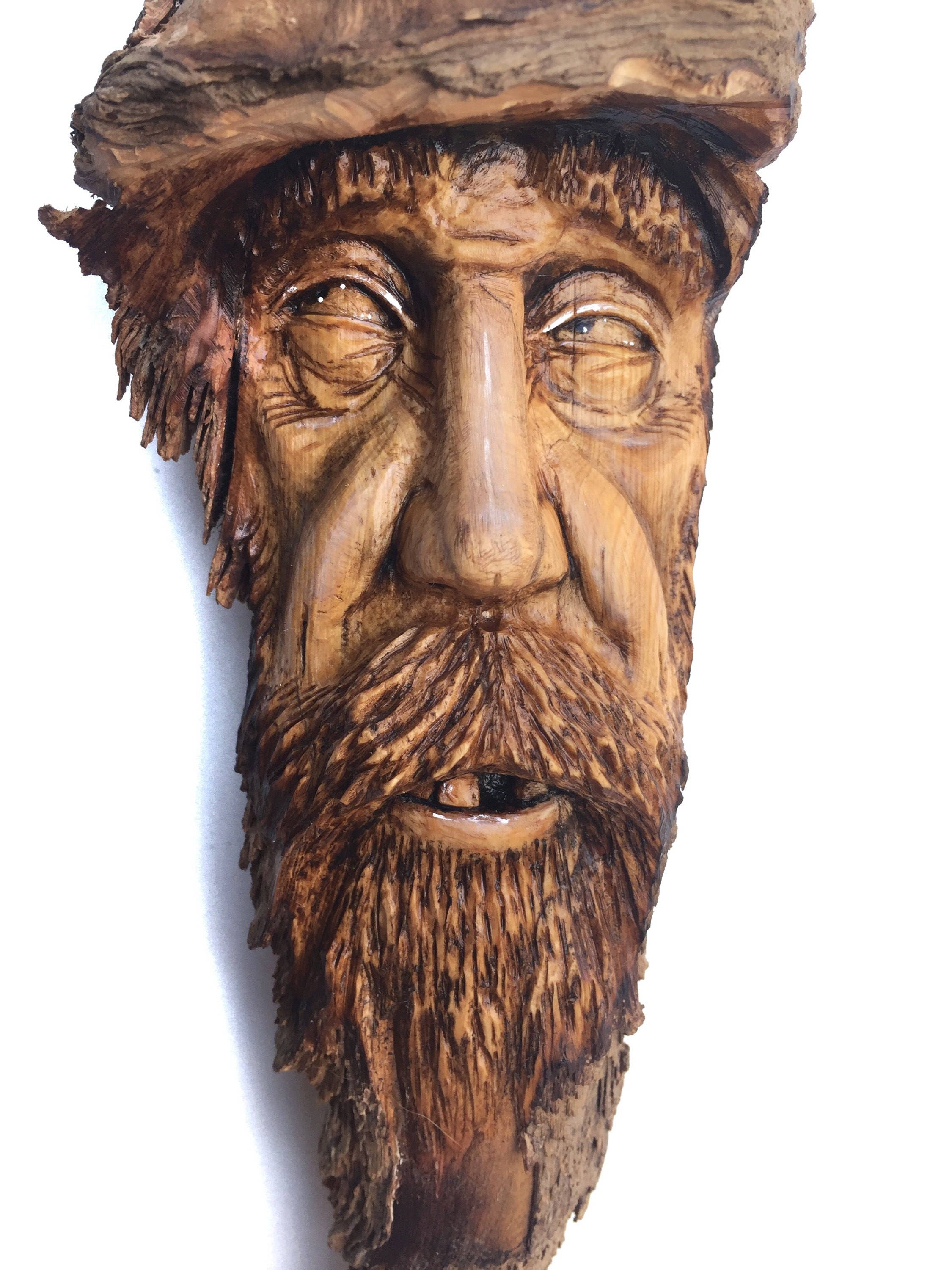 Wood Carving, Rustic Decor, Wall Art, Wood Spirit Carving, Perfect Wood ...