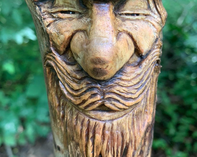 Wood Spirit Carving Hand Carved Wood Wall Art Carving of a Face by Josh ...