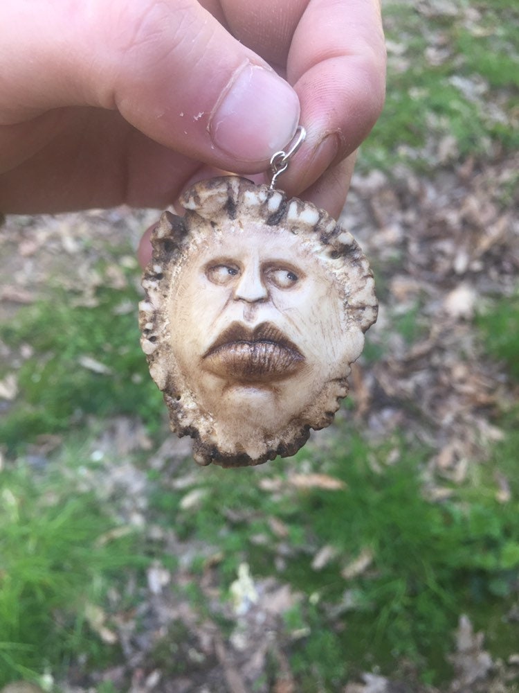 Bone Art, Hand Carved Bone, Carving of a Face, Bone Carving, Deer ...