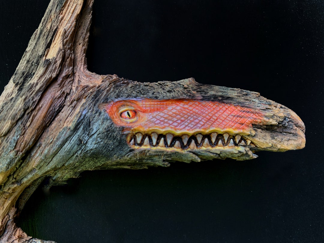 Dragon Wood Carving, Fantasy Art, Hand Carved Wood Art, by Josh Carte ...