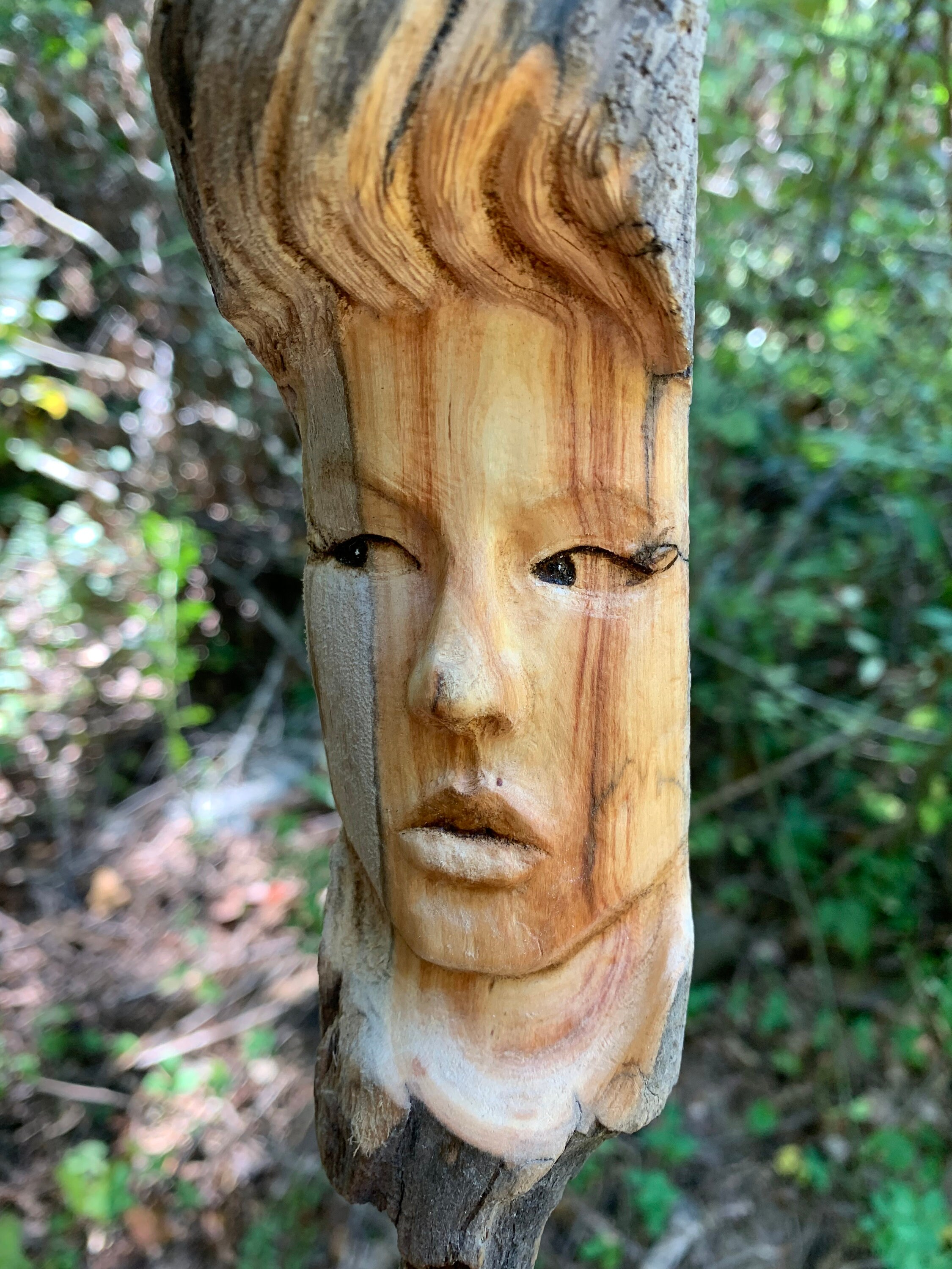 Female Face, Wood Carving Carving of a Girl Wood Wall Art Decor Pixie ...