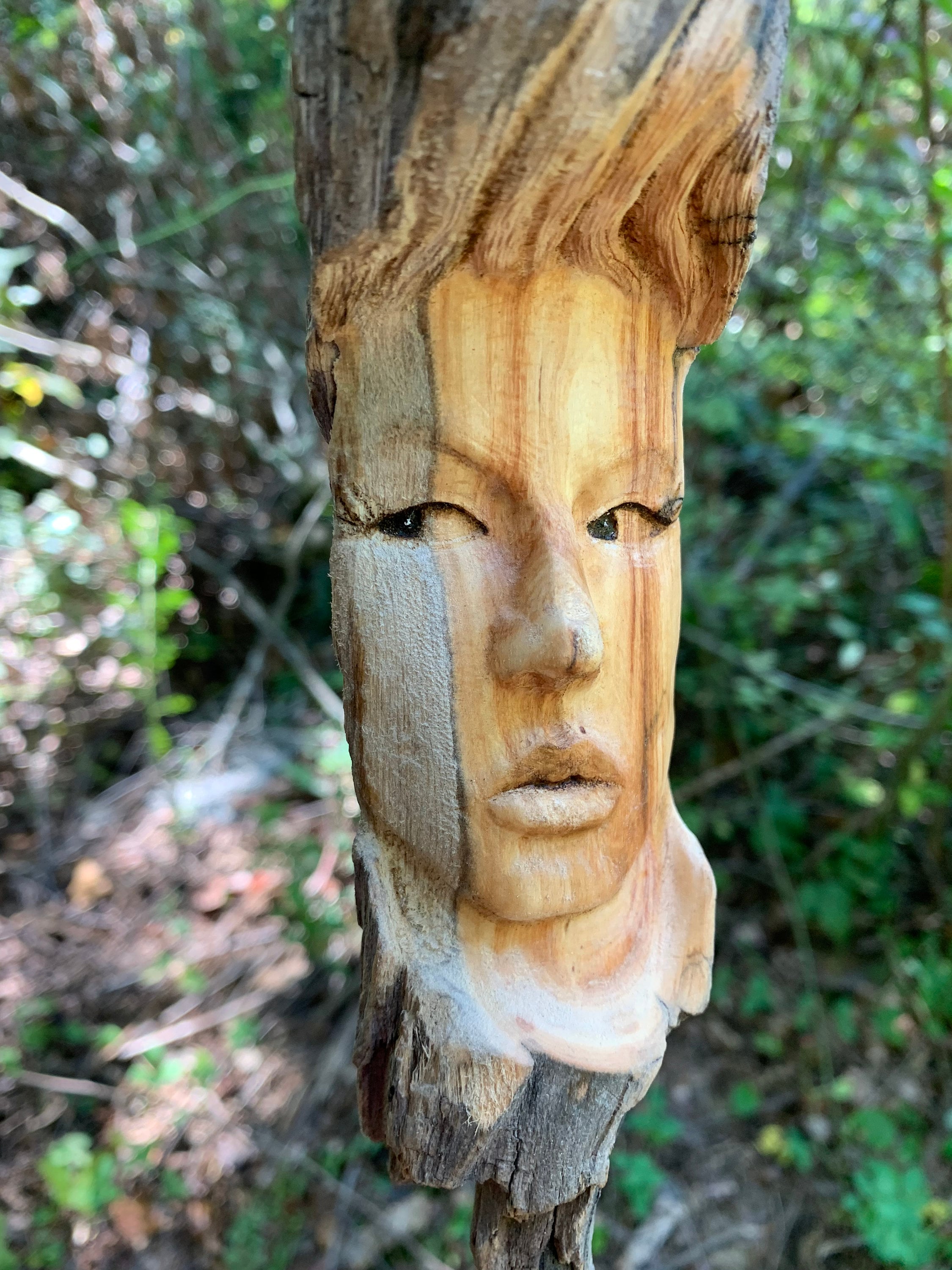 Female Face, Wood Carving Carving of a Girl Wood Wall Art Decor Pixie ...