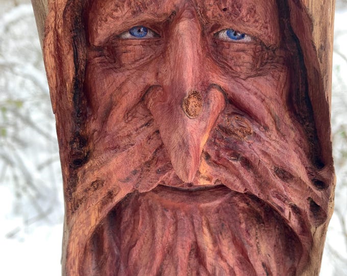 Cedar Driftwood Carving of a Face Hand Carved Wood Art by Josh Carte ...