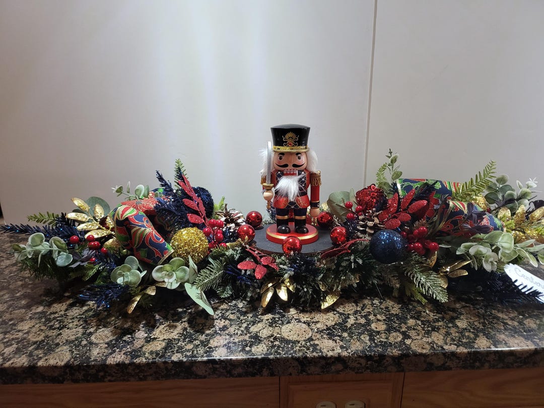 Christmas Nutcracker Centerpiece Table Decor. Elegant Evergreen ...