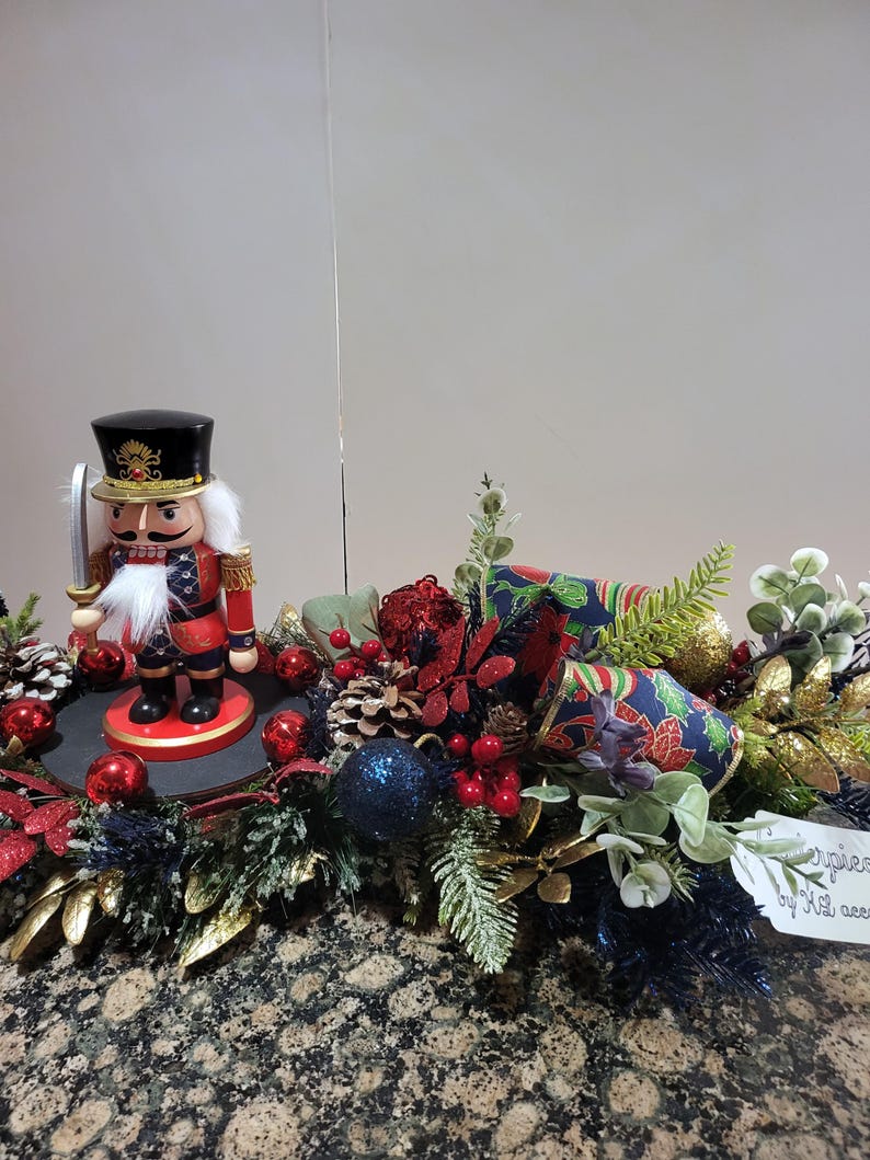 Christmas Nutcracker Centerpiece Table Decor. Elegant Evergreen ...
