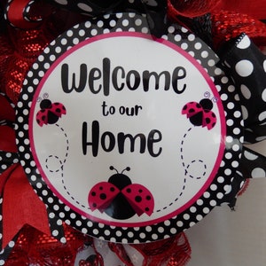 Spring Summer Wreath, Ladybug and Polka Dots, Red Black and White ...