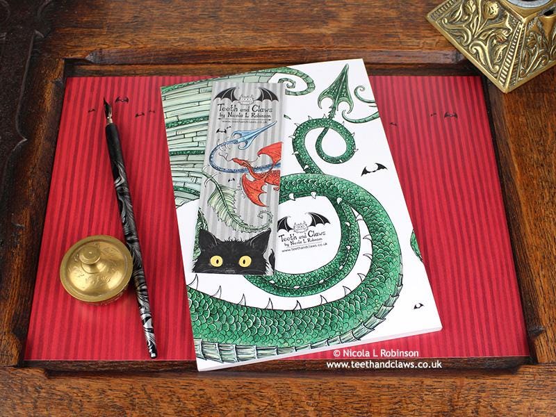 Green Dragon Notebook, Dragon Journal, Writer Gift, Dragon Stationery ...