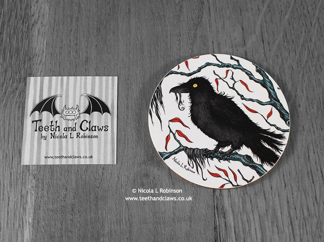 Gothic Crow Coaster, Crow Coffee Mat, Raven Coaster, Crow Home Decor ...