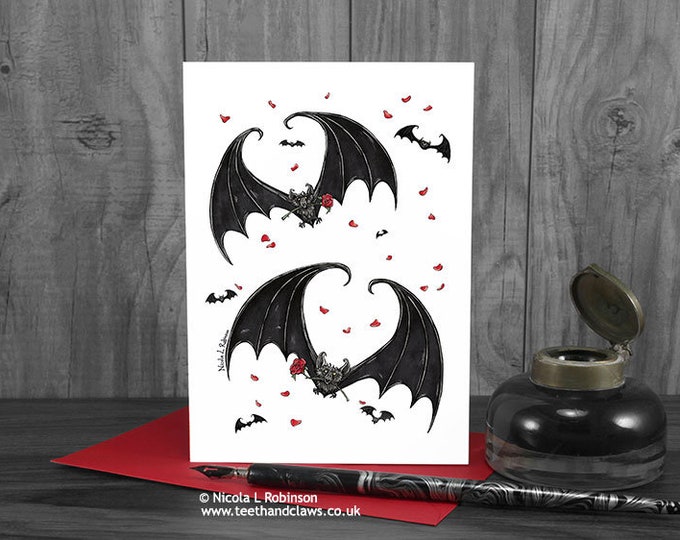 Cute Bat Themed Valentines Day Card - Etsy UK