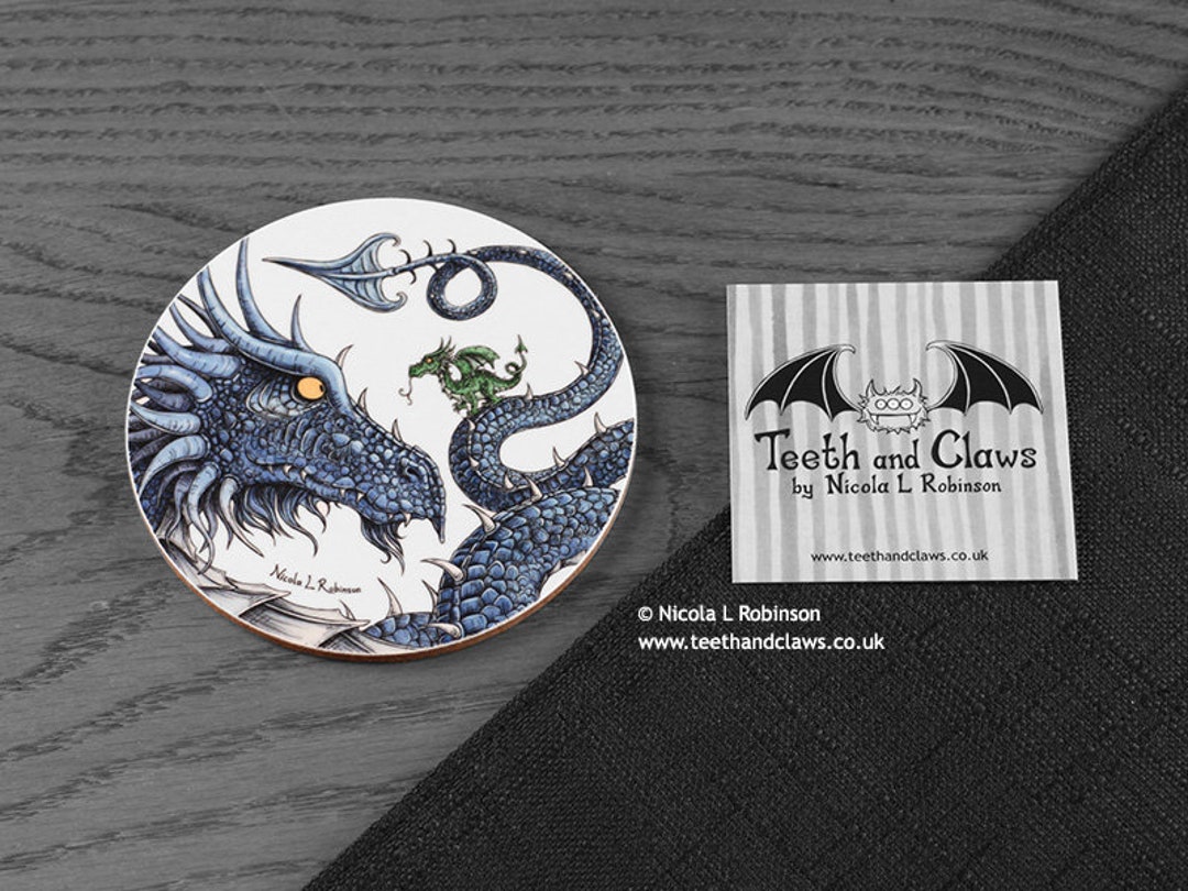 Big Blue Dragon Coaster, Dragon Mythology Gift, Dragon Geek Gift ...
