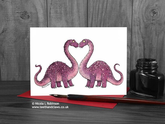 Dinosaur Valentine Card Dinosaur Love Card Valentine's - Etsy