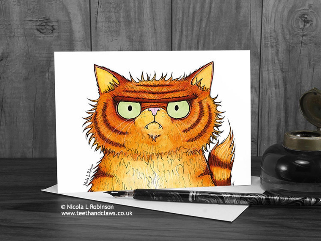 Cat Greeting Card Ginger Persian Cat Alternative Valentine - Etsy