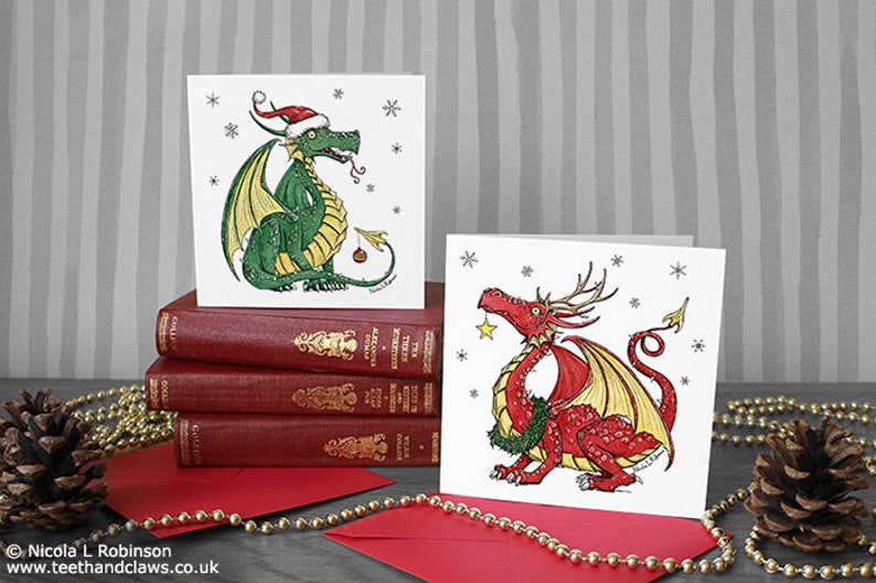 Dragon Christmas Card Welsh Dragon Red Dragon Welsh | Etsy