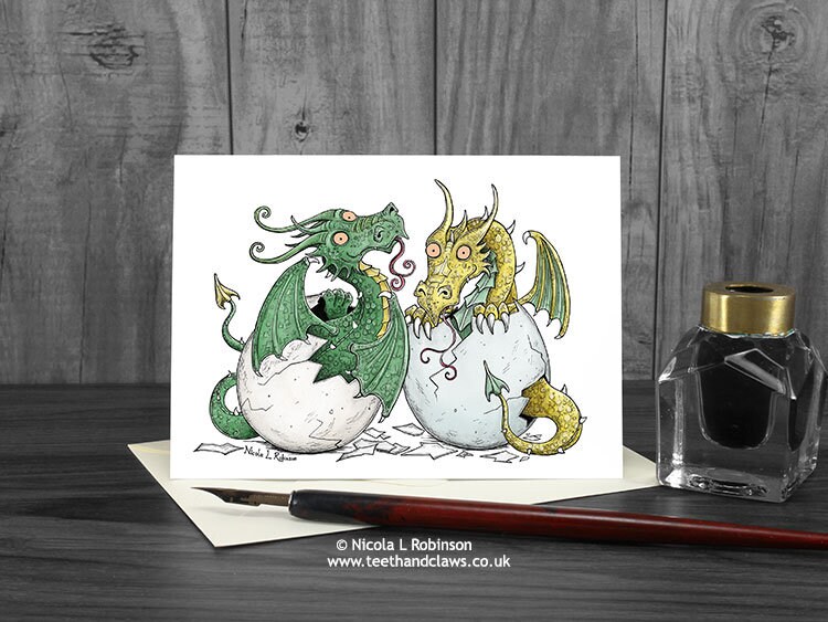 Baby Dragons Greeting Card Dragon Happy Easter Card Spring - Etsy UK