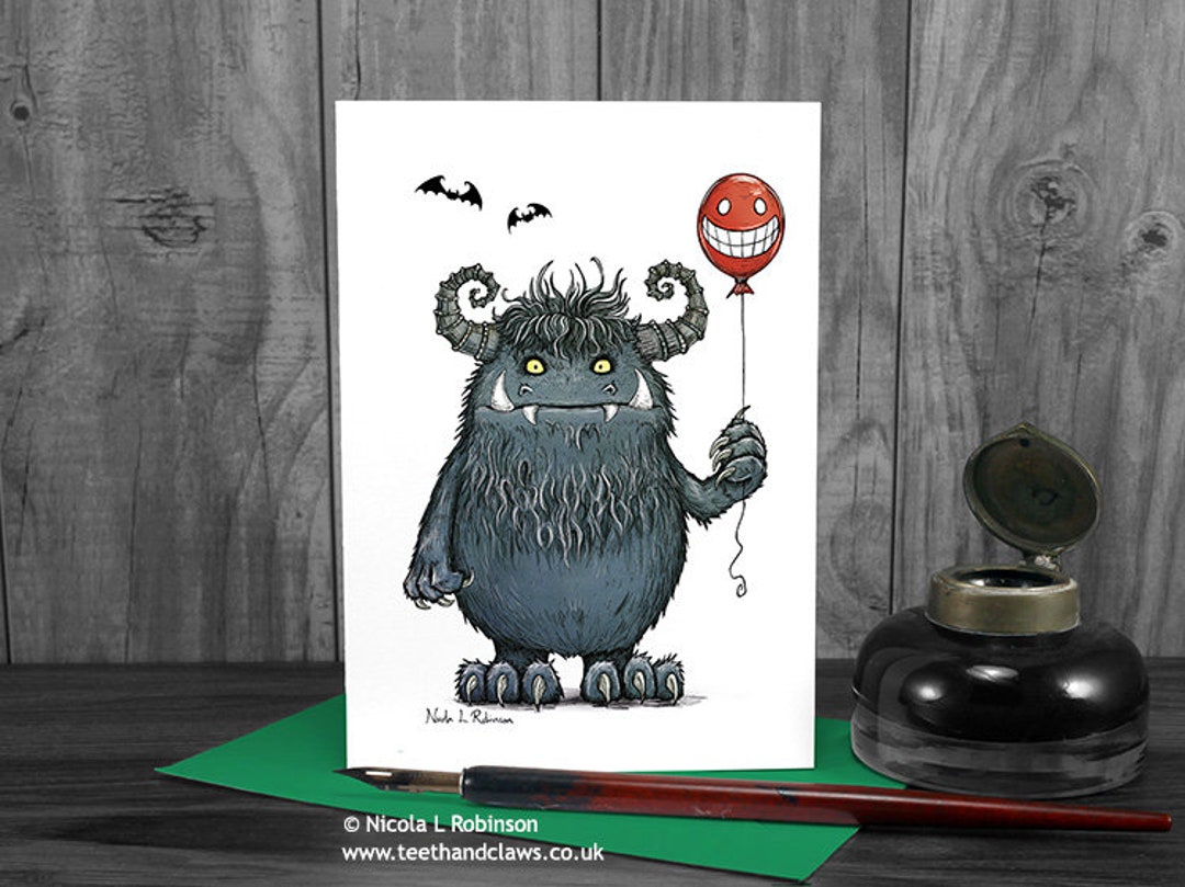 Monster Greeting Card, Monster Birthday Card, Gothic Children's ...
