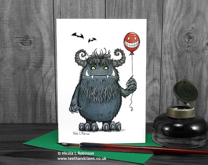 Monster Greeting Card, Monster Birthday Card, Gothic Children's ...