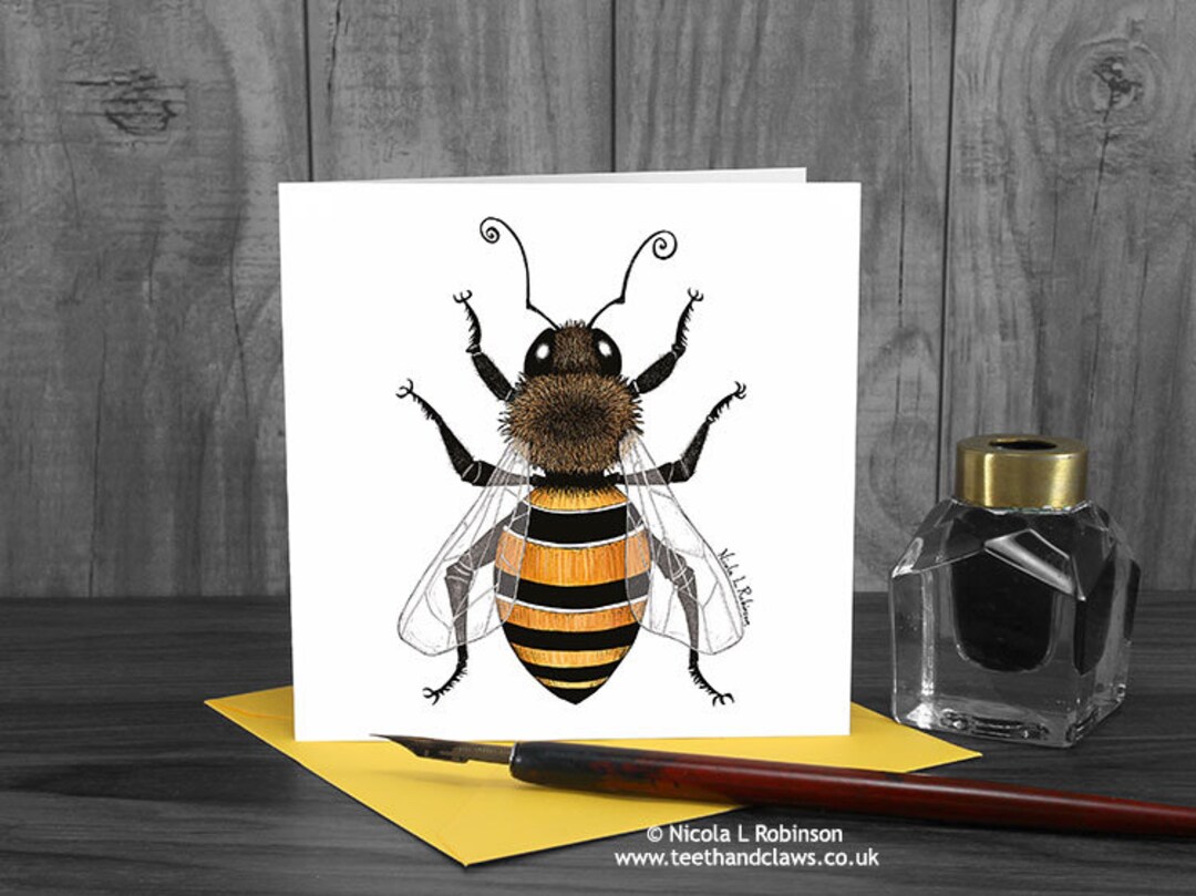 Honey Bee Greeting Card, Honey Bee Card, Bee Birthday Card, Gardener ...
