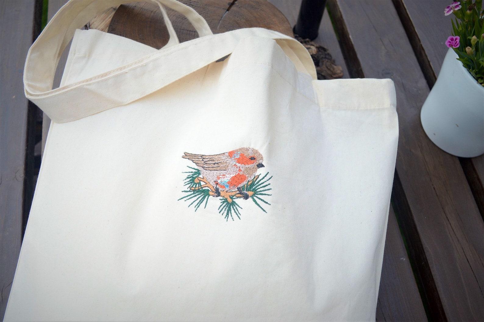 Bird Tote Bag, Personalised Canvas Bag With Wild Animal Gift for a ...