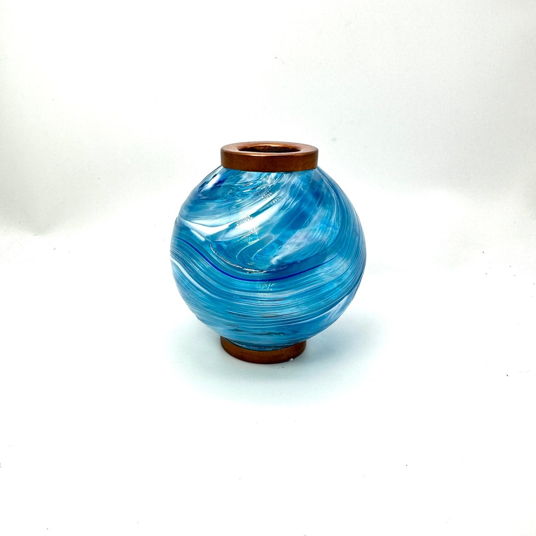 Hand Blown New Lightning Rod Glass Ball, Weathervane Ball, Aqua Blue ...