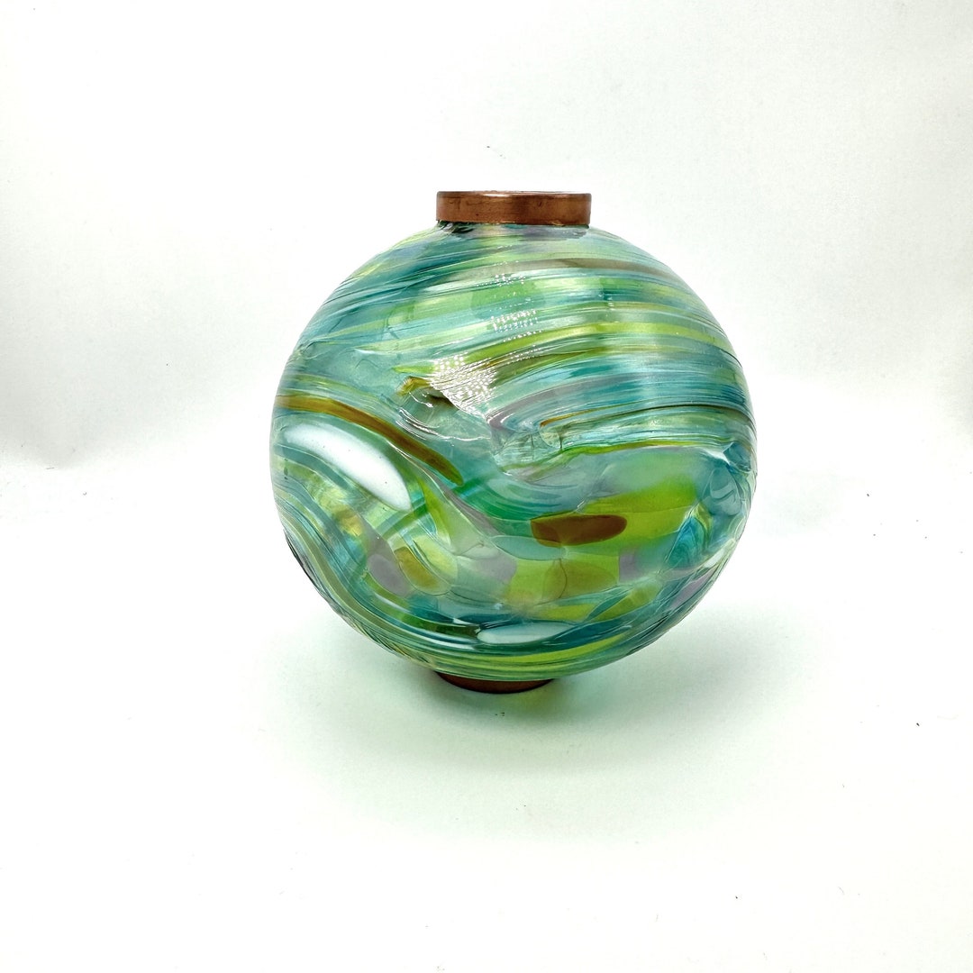 Hand Blown New Lightning Rod Glass Ball, Weathervane Ball, Soft Green ...